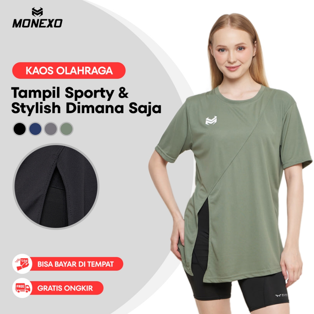 Jual Monexo - Kaos Running Sport Wanita Atasan Olahraga Yoga Fitness Gym Kaos Wanita Run27 ...