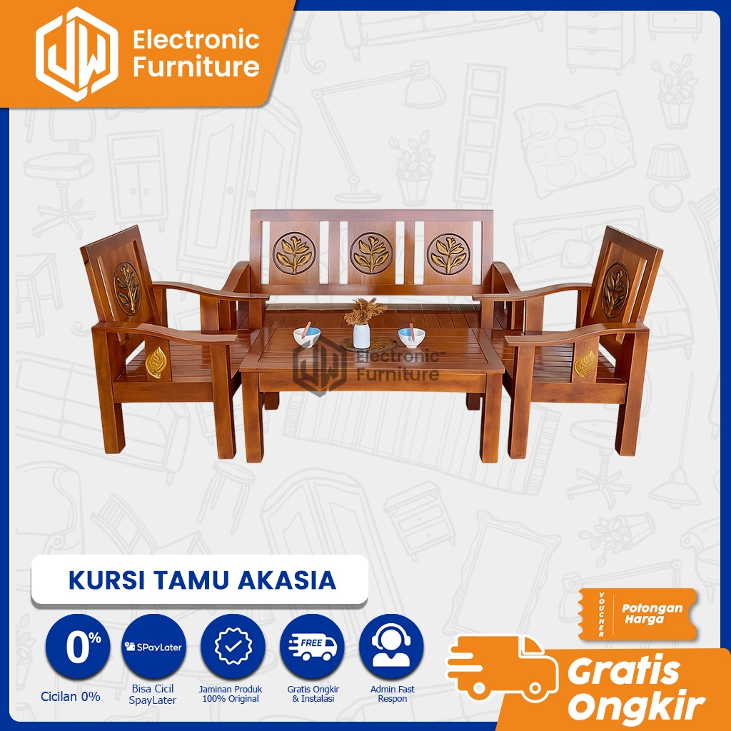 Jual JW - Set Kursi Tamu Kayu / Kursi Kayu Asli Elegan / meja Kayu ...