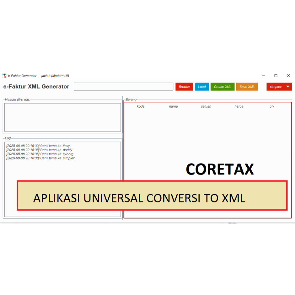 Jual Software Aplikasi Conversi Export Excel to XML coretax - XML ...