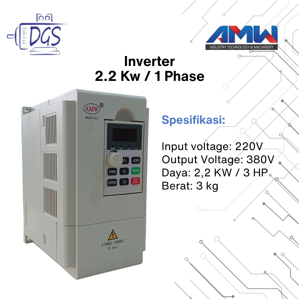 Jual AMW Inverter 2,2 KW VFD Inverter 3 HP 1 Phase Input 220V Output ...