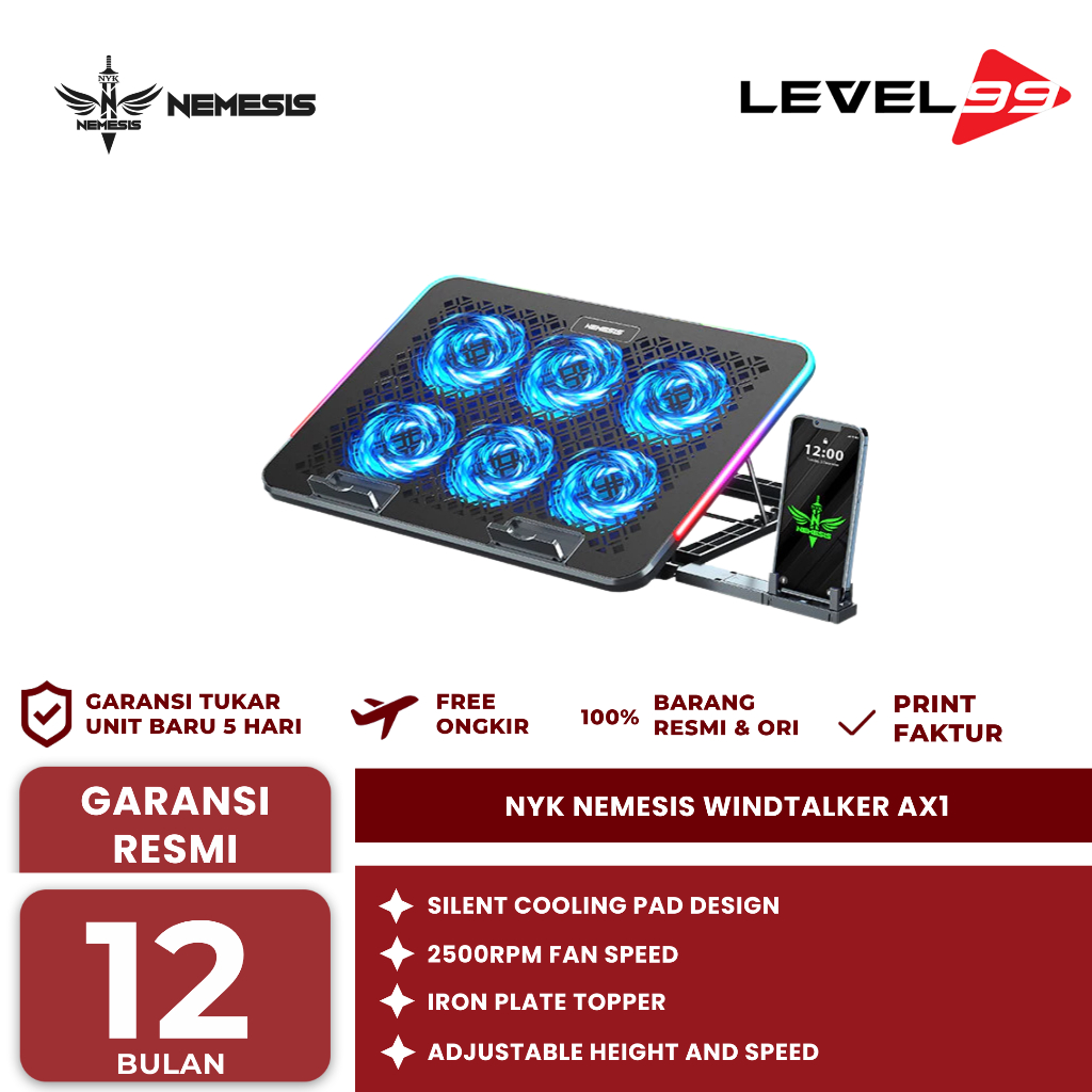 Jual NYK Nemesis WINDTALKER AX1 / AX-1 Cooling Pad Plat Topper 6 Fan ...