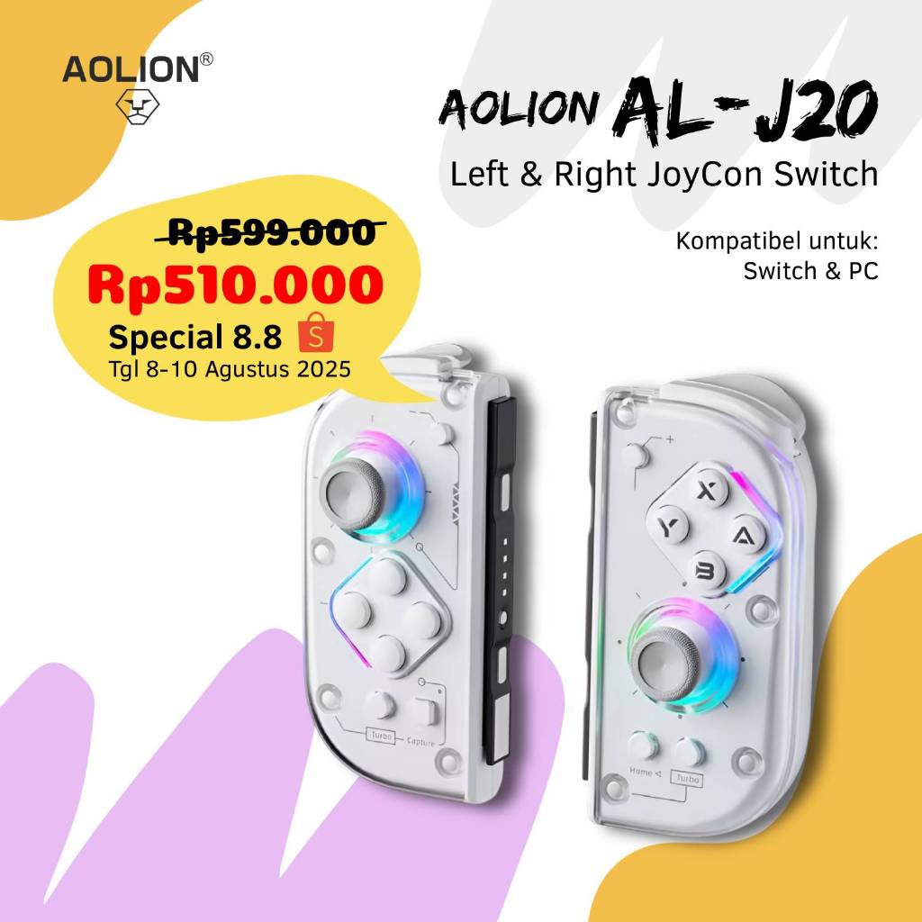Jual Aolion AL-J20 Knight Left & Right JoyCon Switch Gamepad Custom Accessories Hall Joystick ...