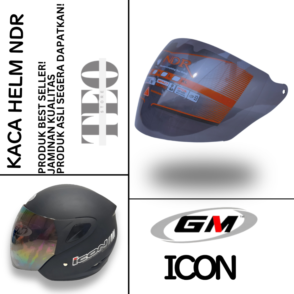 Jual Kaca Helm GM ICON Produk asli NDR anti silau dengan proteksi Extra ...