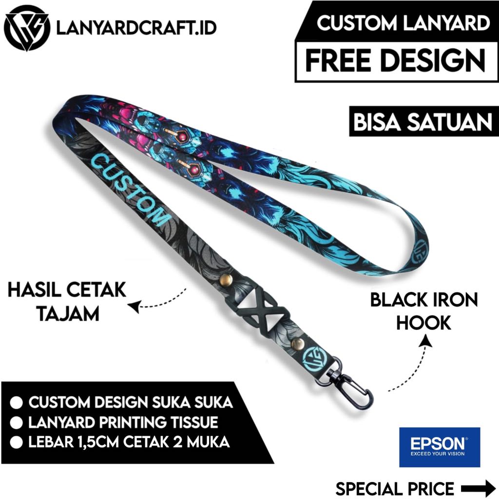 Jual [CUSTOM SATUAN] Custom Lanyard Size 1,5cm Type SP-BH Lanyard Id ...
