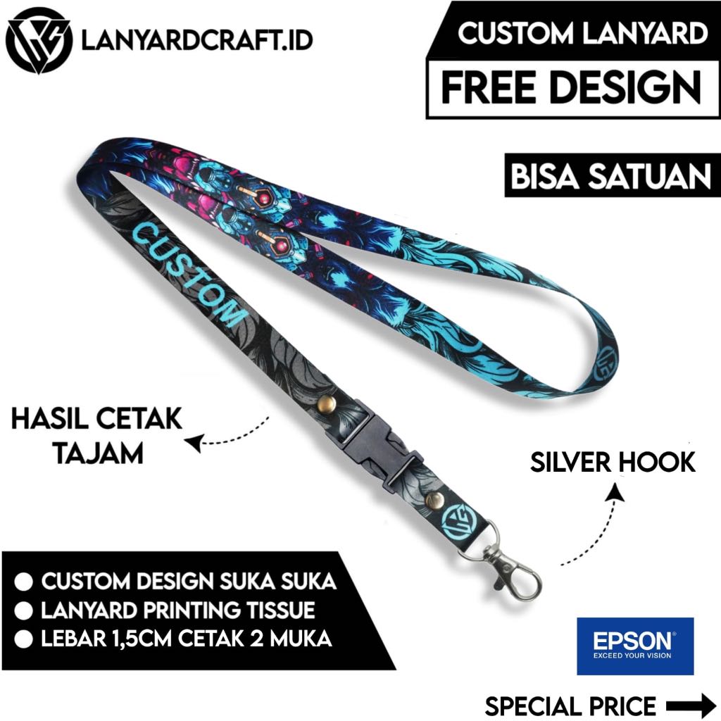 Jual [CUSTOM SATUAN] Custom Lanyard Size 1,5cm Type SS-SH Lanyard Id ...