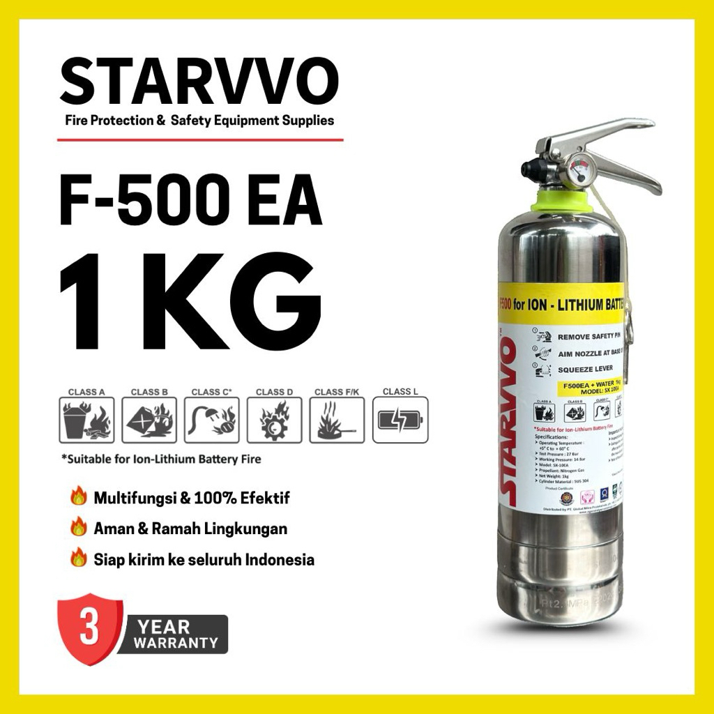 Jual APAR 1 KG | F500 STARVVO Portable Fire Extinguisher Lithium | F ...