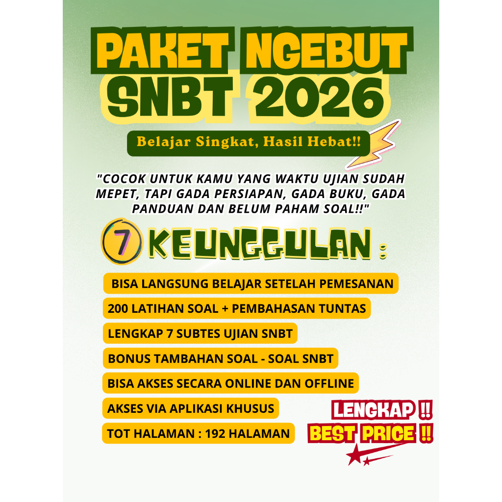 Jual PAKET NGEBUT BELAJAR SNBT 2026. RATUSAN LATIHAN SOAL SNBT 2026 ...