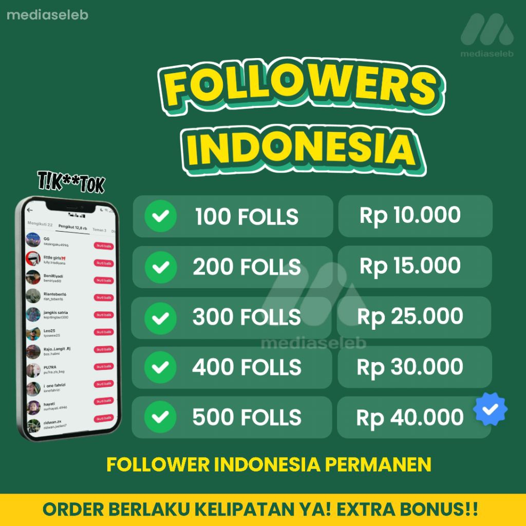 Jual FOLLOWER TIK**TOK PERMANEN INDONESIA AKTIF (BERGARANSI) | Shopee ...