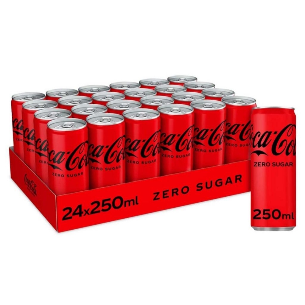 Jual Coca Cola ZERO Sugar minuman soda kaleng rasa kola 24 x 250 ml ...