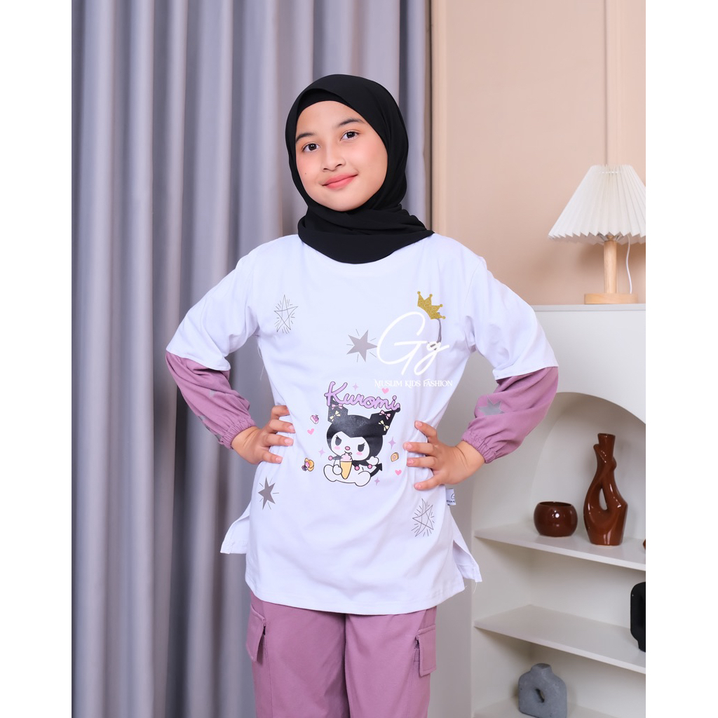 Jual alluna oneseat \ setelan celana kombinasi putih kuromi cargo 1-12 ...