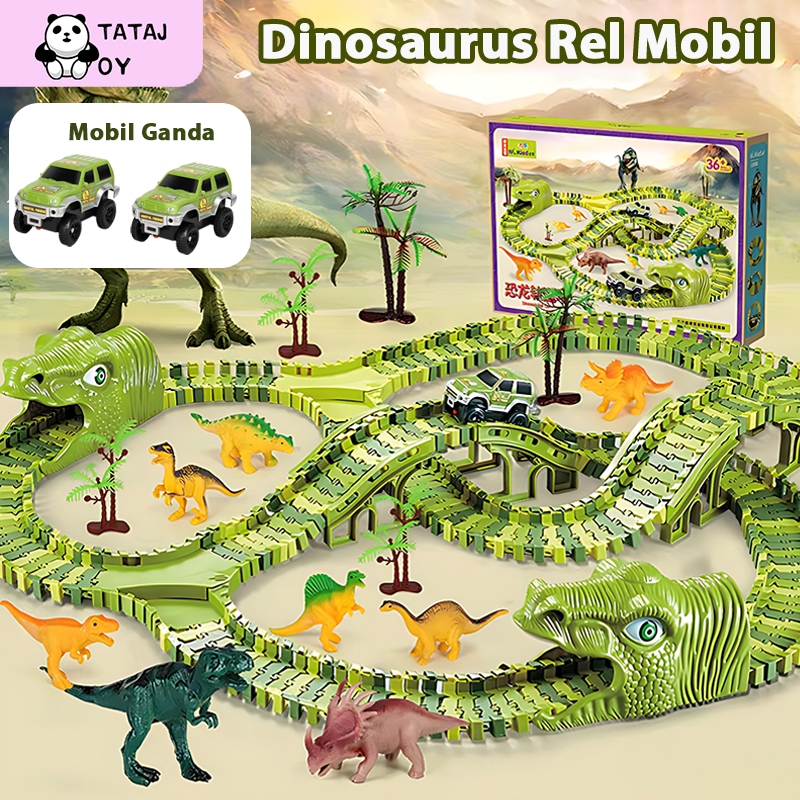 Jual Tatajoy Mainan Dinosaurus Track Mobil DIY Rel Truck Mainan Mobil ...