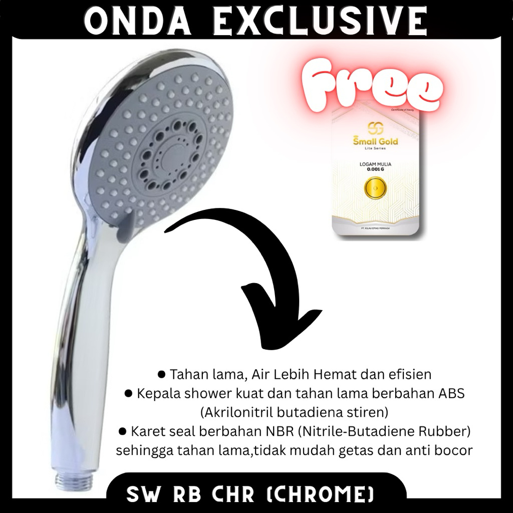 Jual Hand shower sw rb chr (chrome) onda exclusive // shower mandi ...