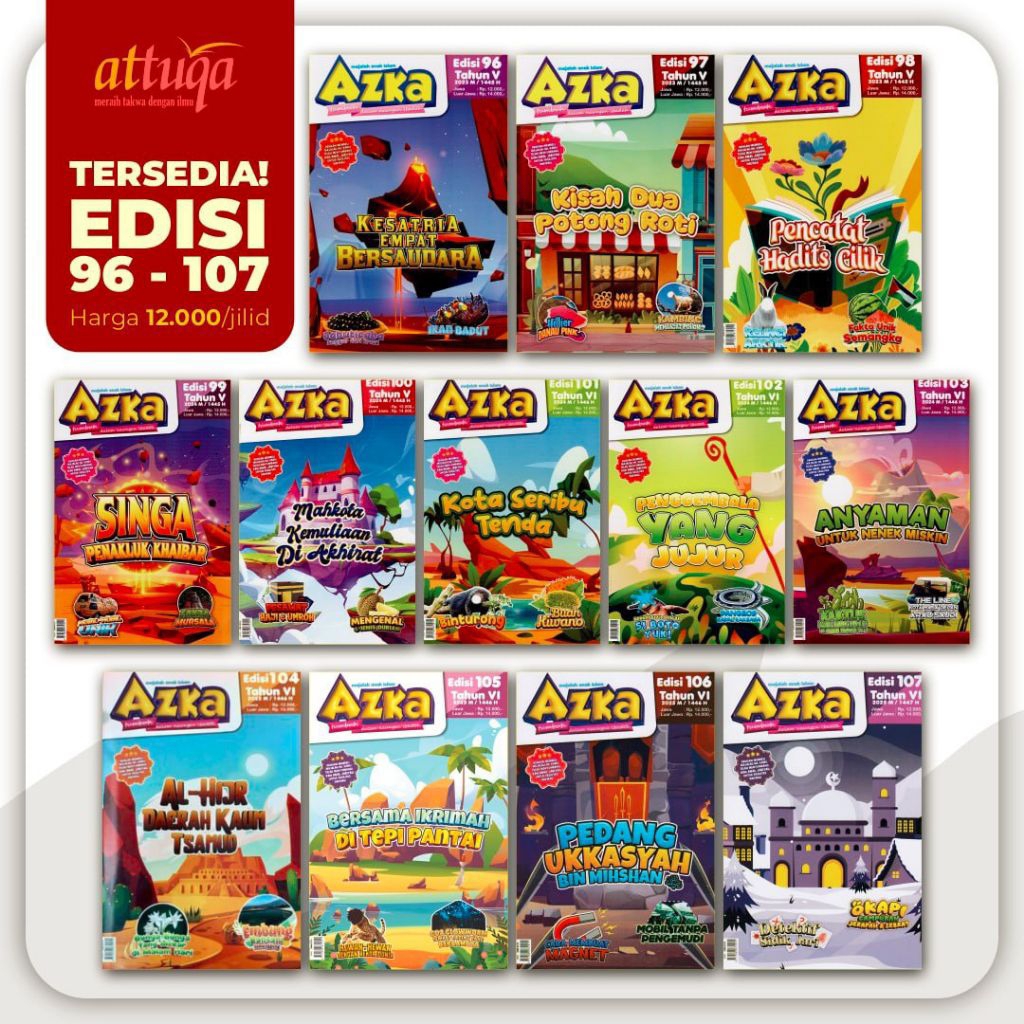 Jual Majalah Anak Azka Edisi 96-107 Lengkap Dengan Cerita Islami, Pengetahuan dan Aktivitas ...
