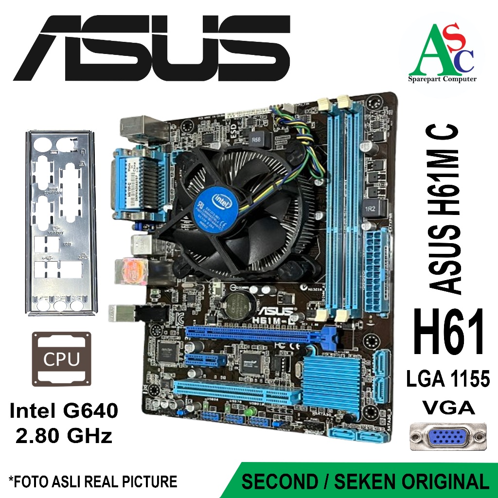 Jual Paket Motherboard Asus H61 Mobo Fan Intel Backpanel | Shopee Indonesia