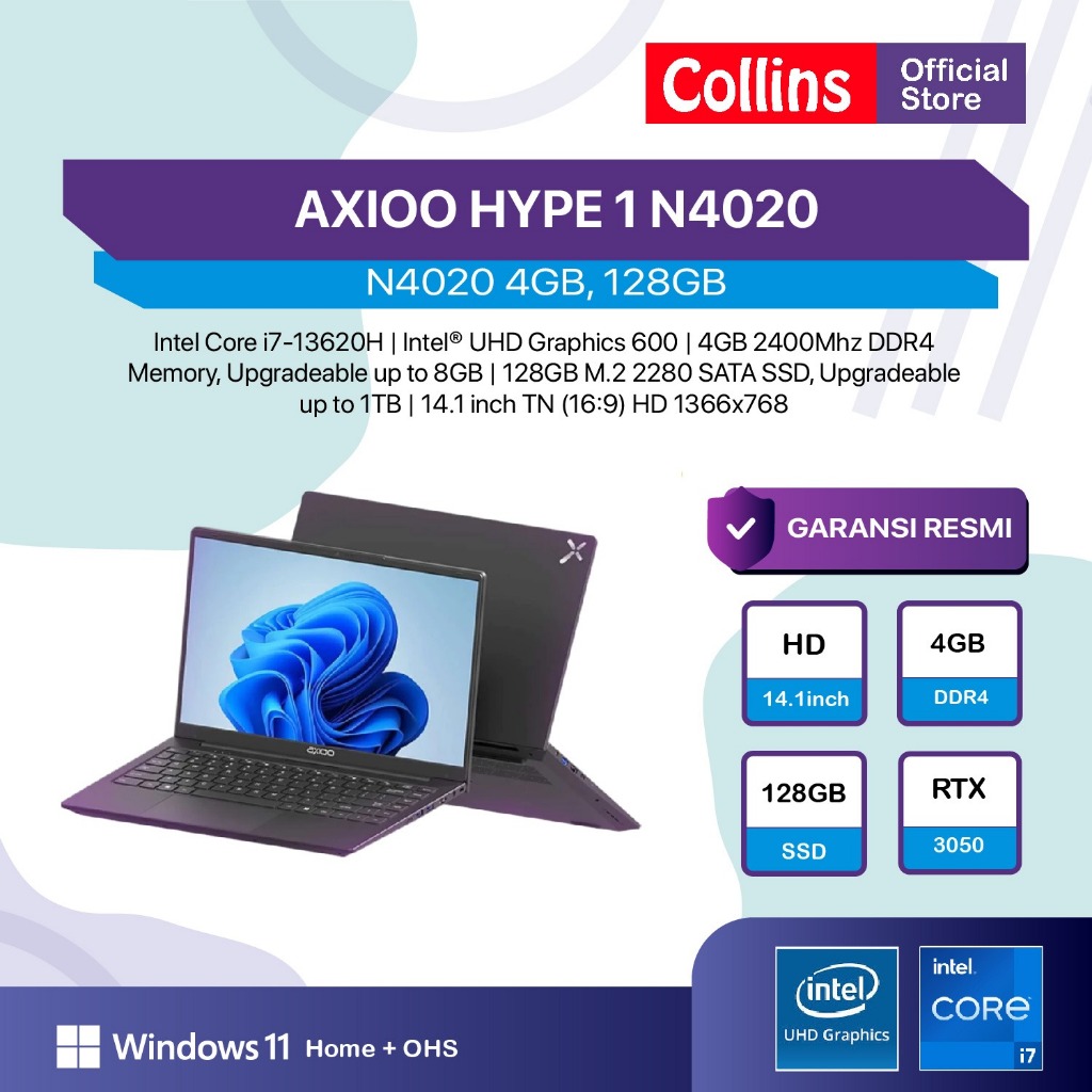 Jual Axioo Hype 1 - Intel N4020 14 Inch RAM 4GB SSD 128GB Windows 11 ...