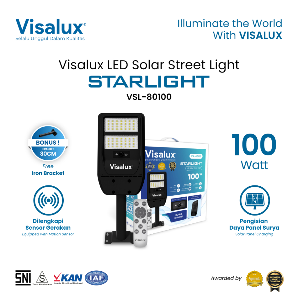 Jual Visalux Starlight LED Solar Street Light 100W - Lampu Jalan Sensor ...