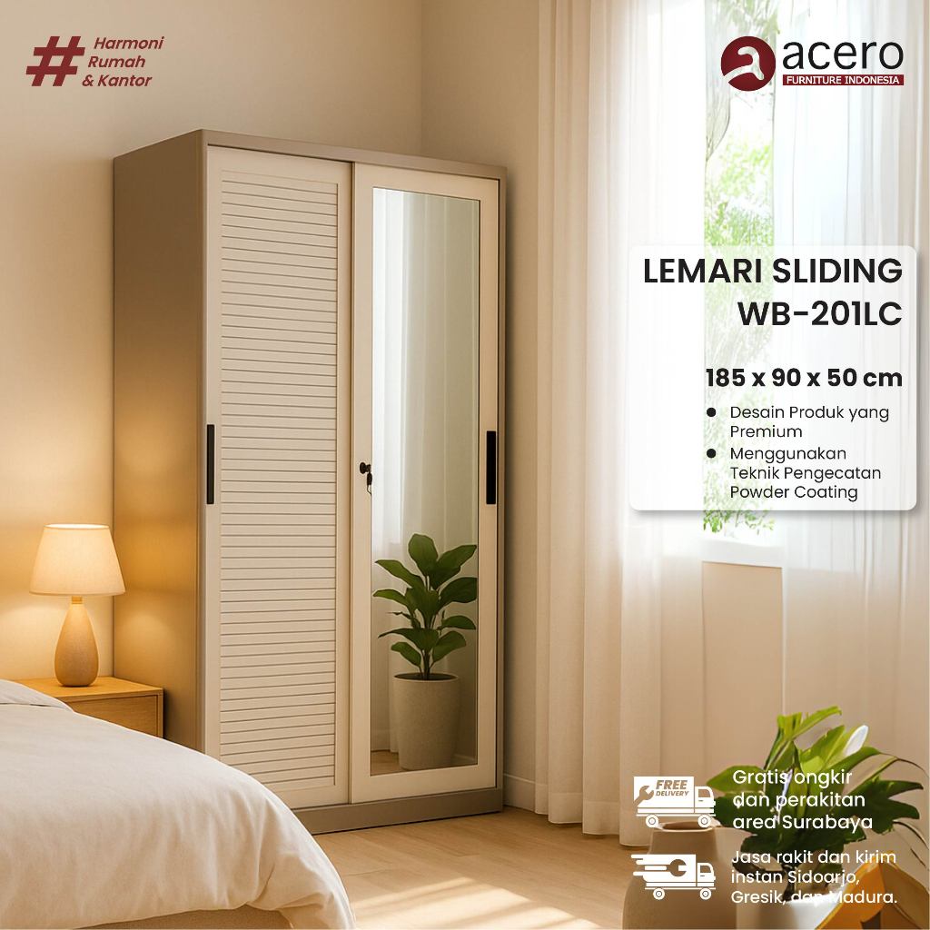 Jual Acero Furniture WB Series | Lemari Besi Sliding ukuran 90CM Latte ...