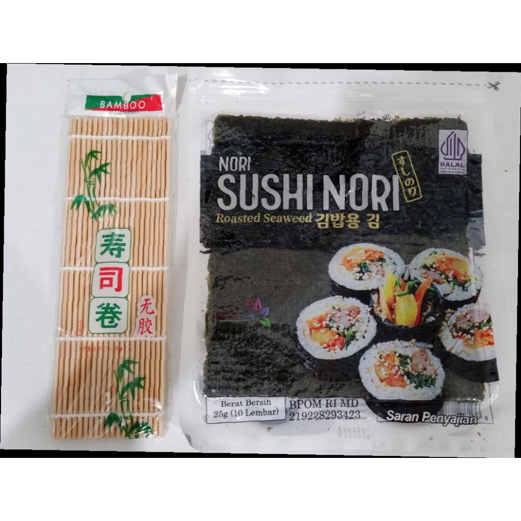Jual Paket sushi nori isi 10 + bamboo sushi mat | Shopee Indonesia