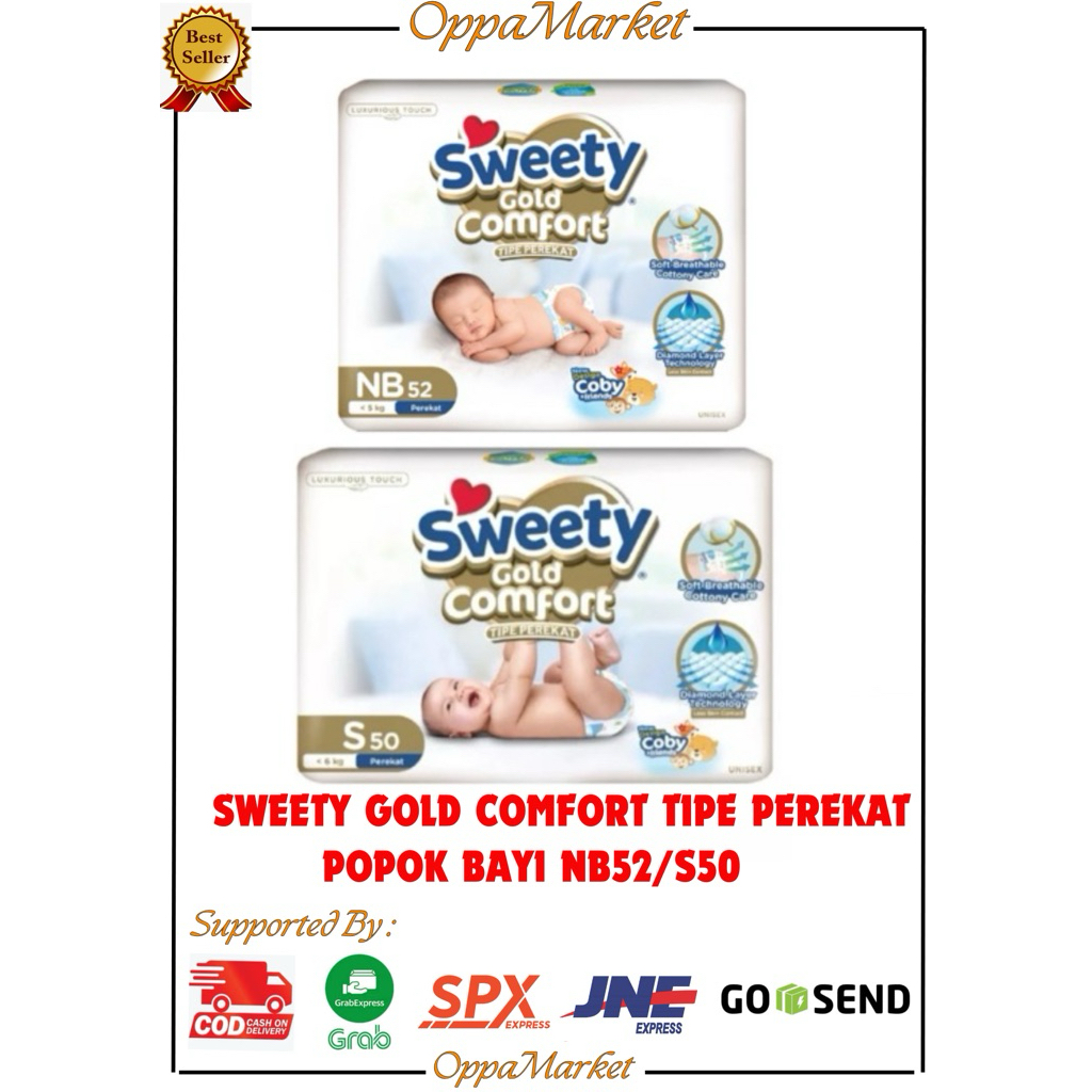 Jual Sweety Gold Comfort Perekat Popok Bayi Tipe Perekat NB52/S50 ...