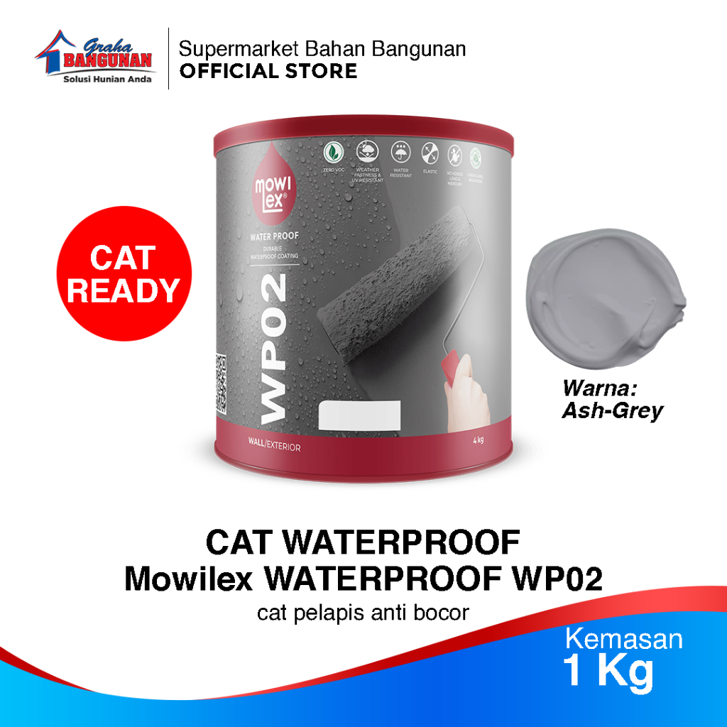 Jual Cat Pelapis Anti Bocor Mowilex WATERPROOF WP02 kemasan 1kg Warna ...