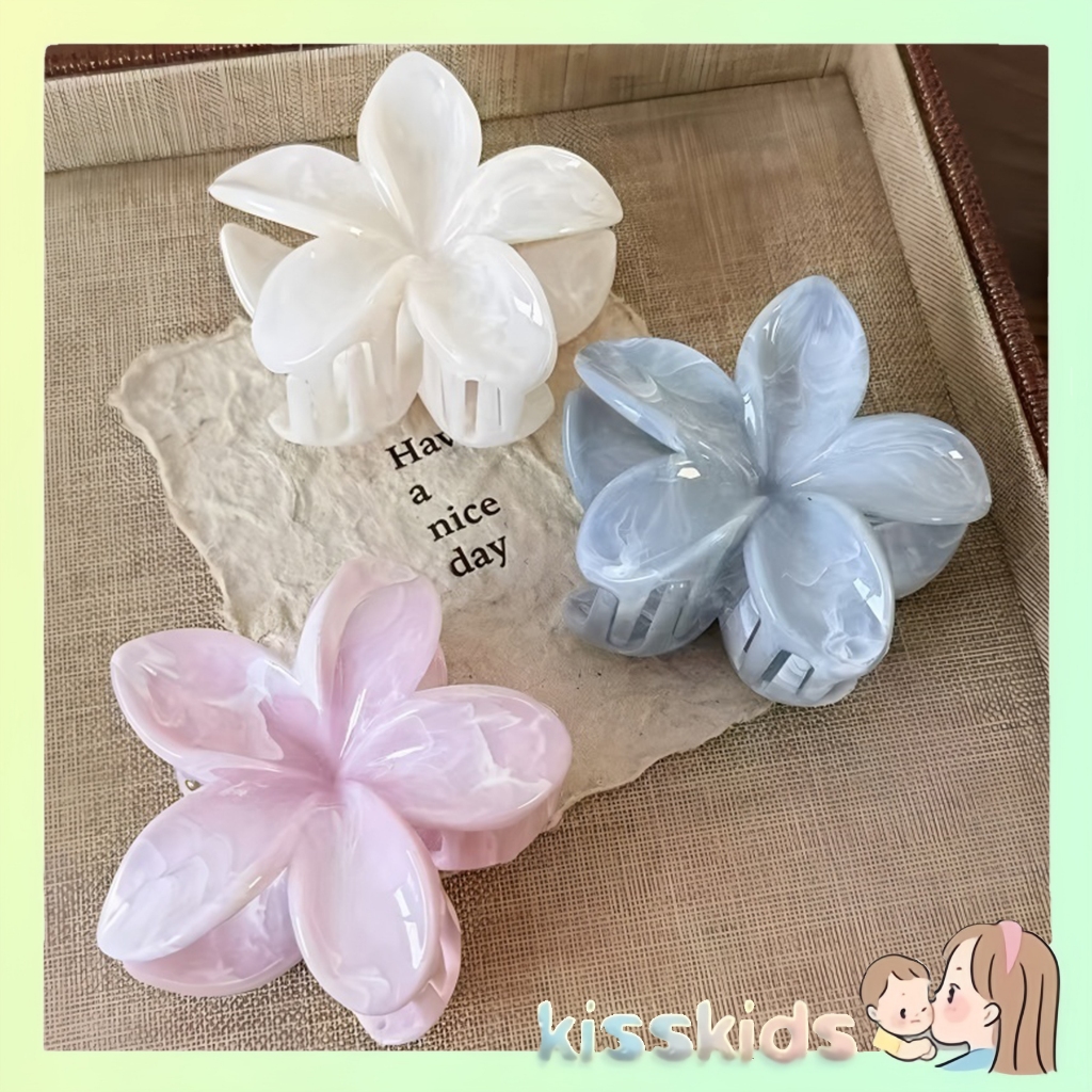 Jual Jepit Rambut Bunga Kamboja Swirl - Motif Marble Elegan, Hair Clip ...