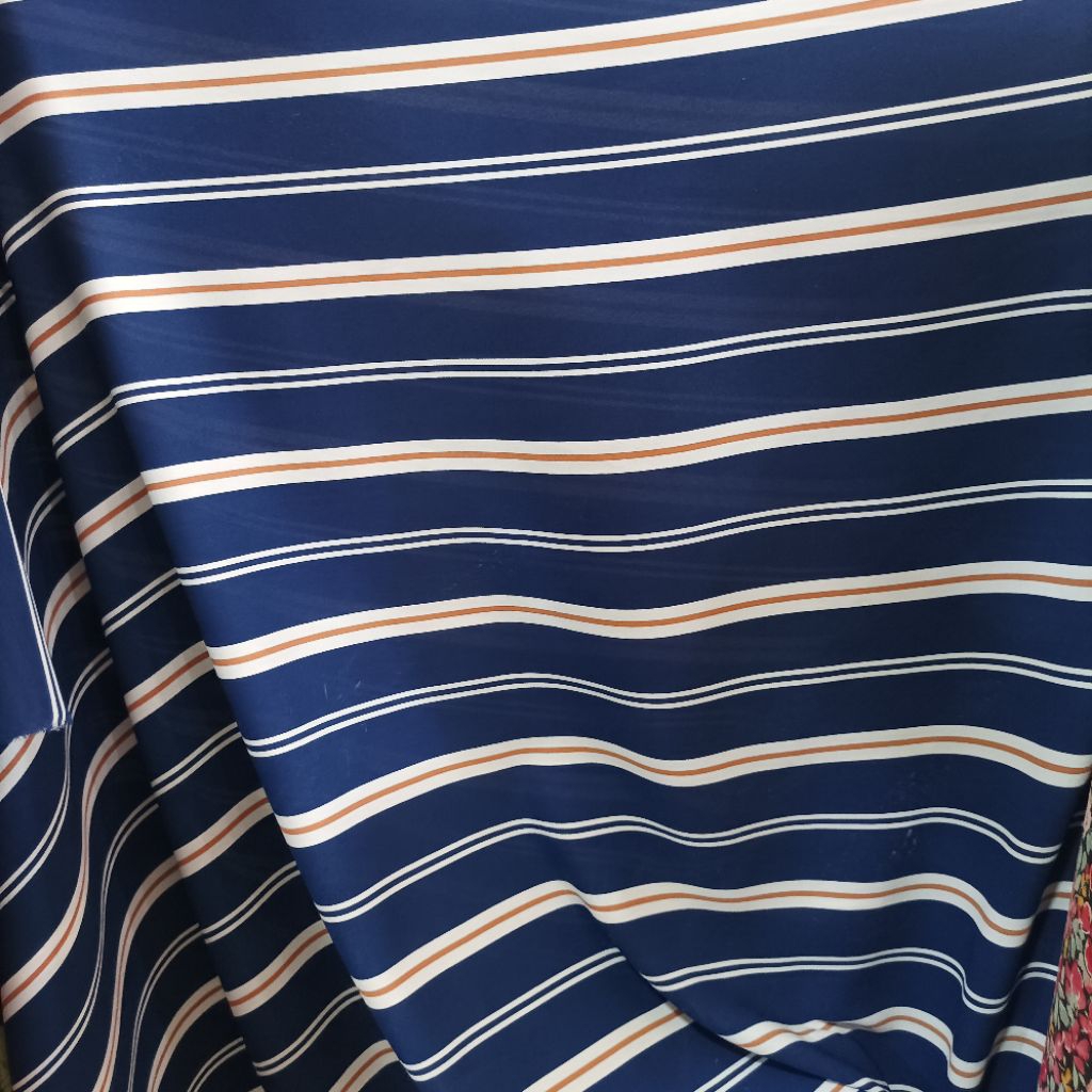 Jual Kain Crepe Motif Garis Navy Putih Coklat – Bahan Jahit Fashion ...