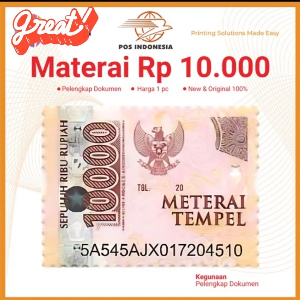 Jual Paket 100pcs Materai 10000 Ori/Asli | Shopee Indonesia