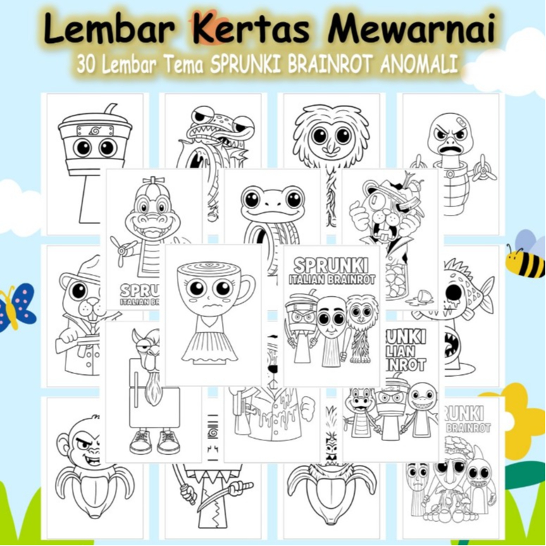 Jual Kertas Gambar 30 Lembar - Kertas Mewarnai Tema SPRUNKI ANOMALI ...