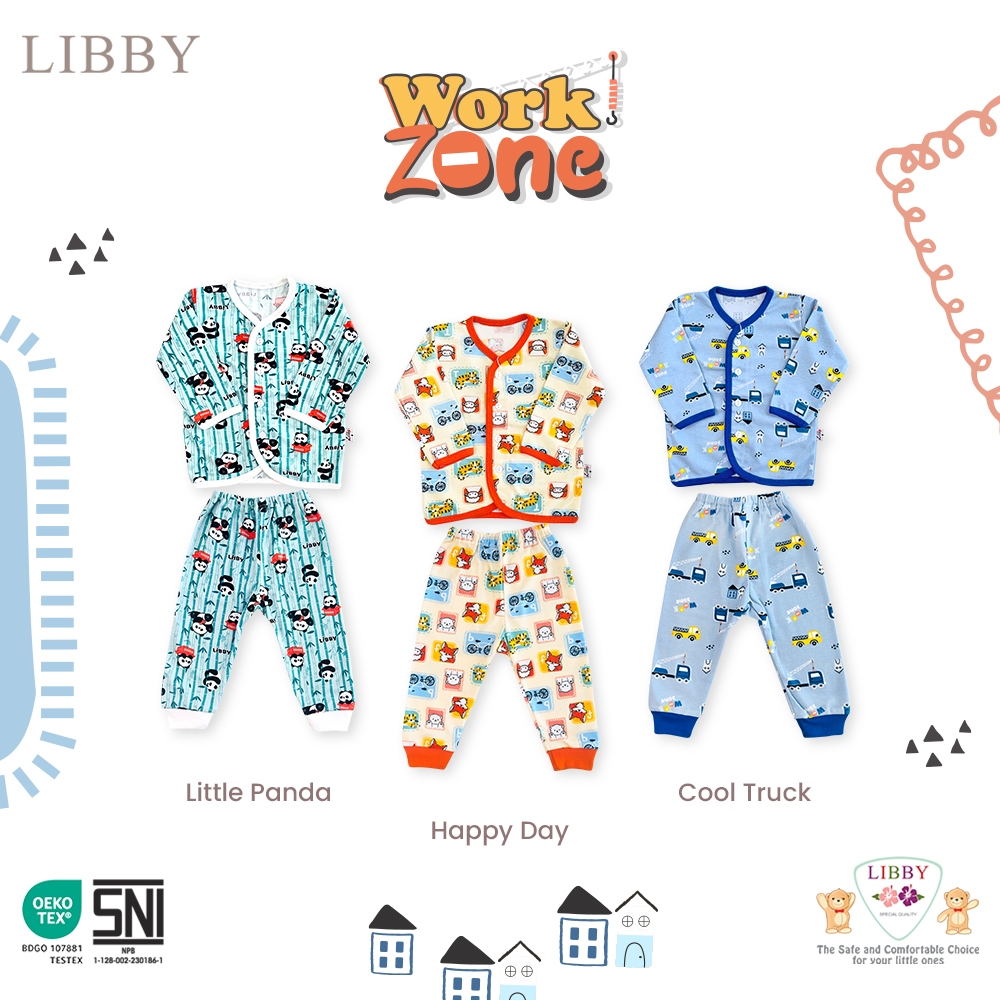 Jual Libby Baby Setelan Panjang motif WORK ZONE SML Kancing Depan ...