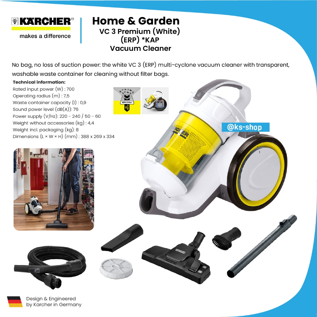 Jual Karcher Vacuum Cleaner VC 3 Premium *ERP (White) 700 Watt ...