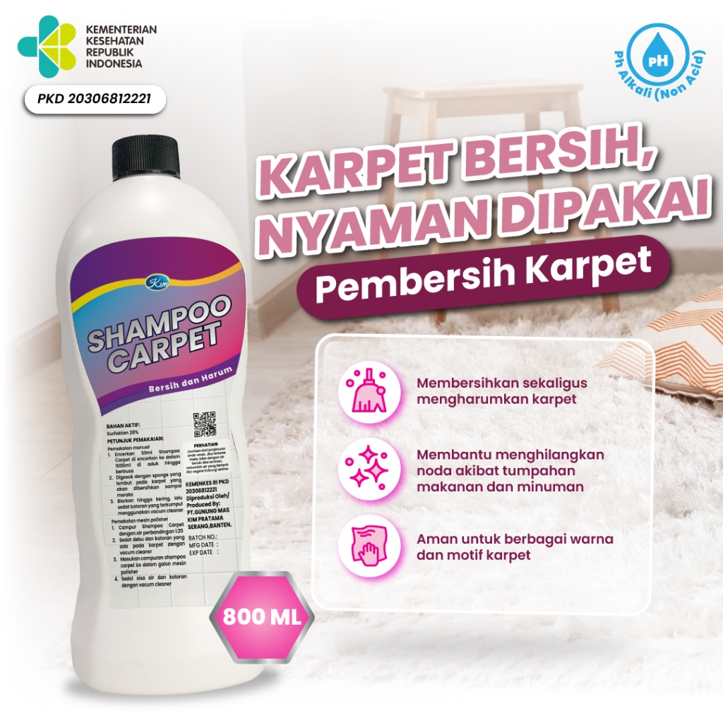 Jual KIM Shampoo Carpet 800Ml Cairan Pembersih & Pewangi Karpet Lantai ...