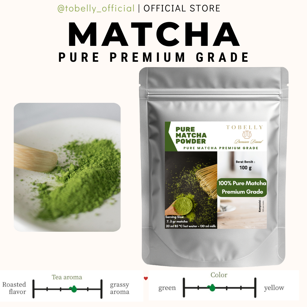 Jual Tobelly Pure Matcha Powder 100g Matcha Bubuk Organik Tanpa Gula ...