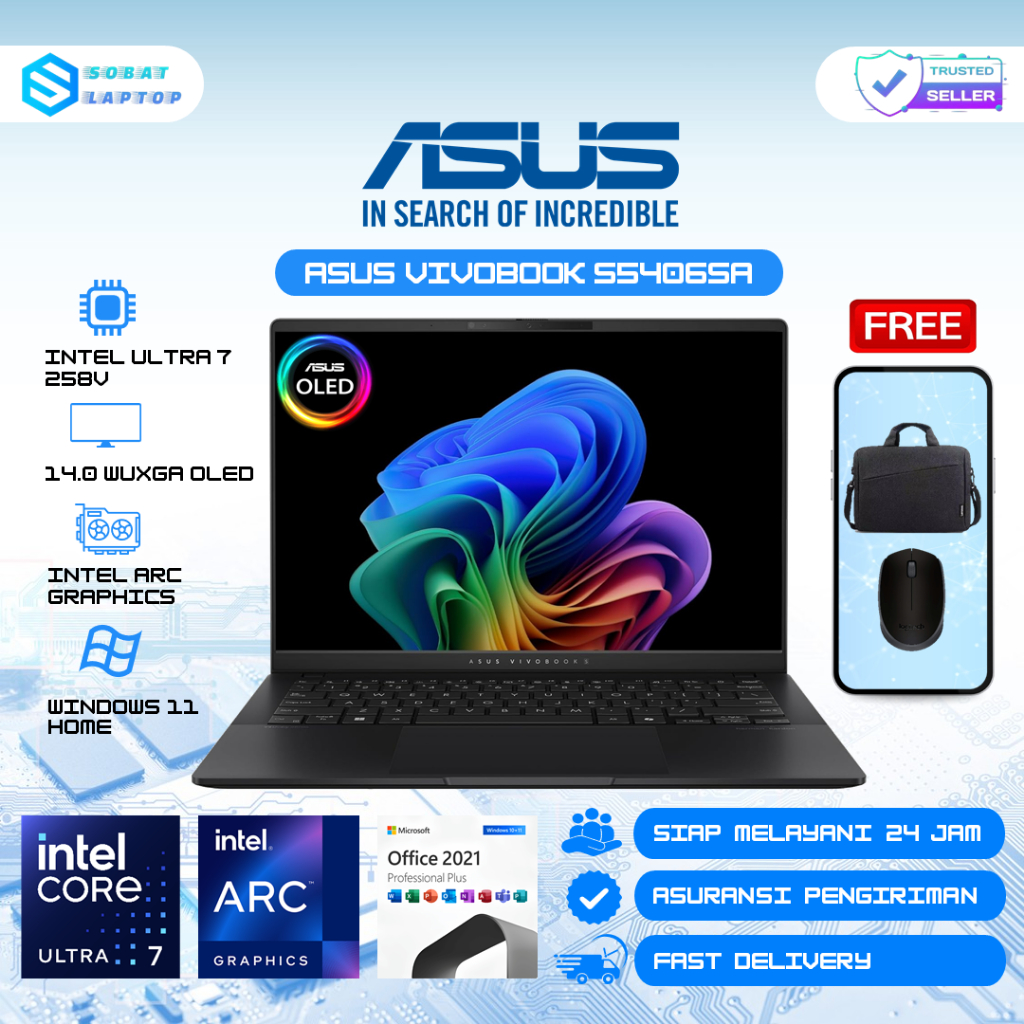 Jual Laptop Asus Vivobook S14 OLED S5406SA Intel Ultra 7 258V Ram 32GB ...