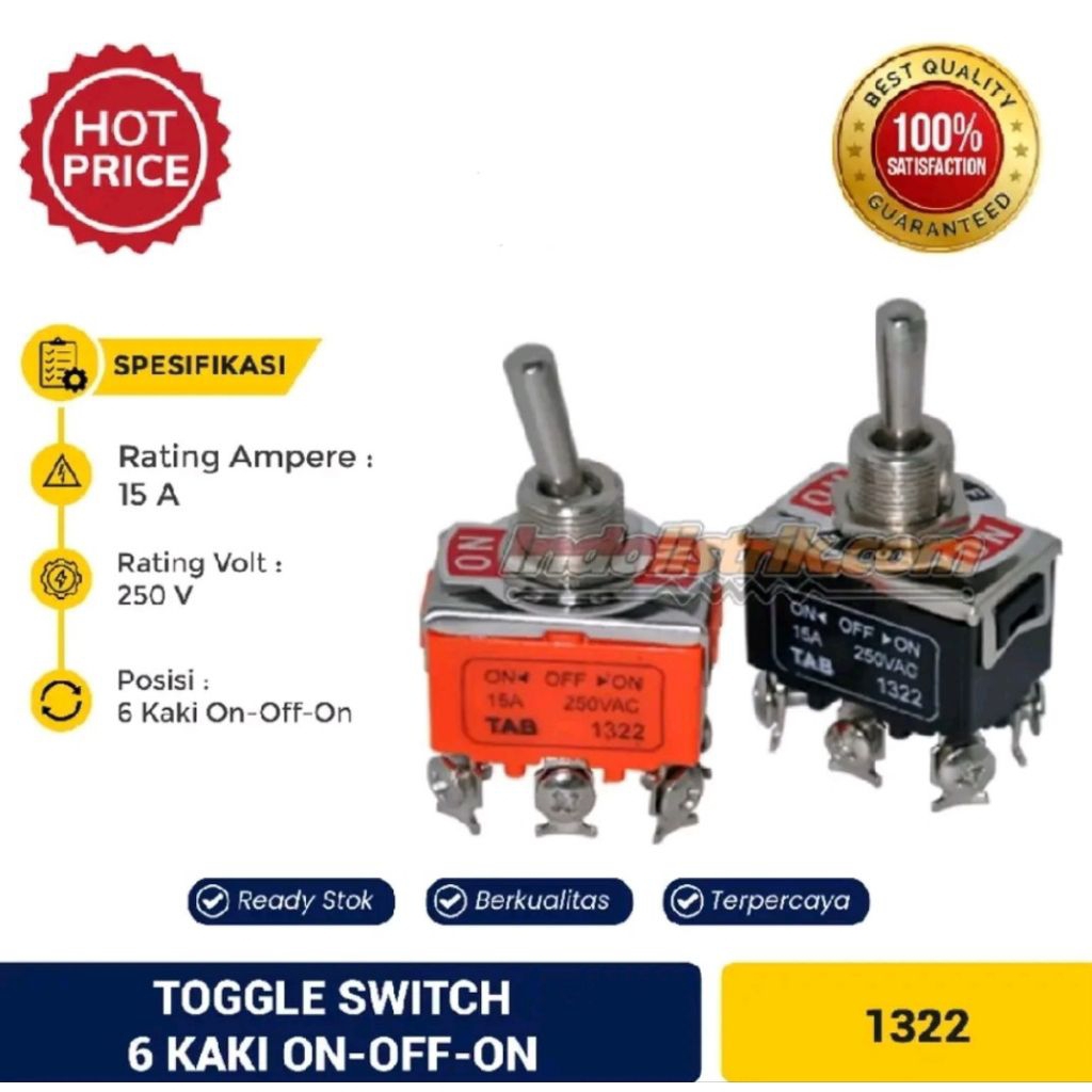 Jual Toggle Switch 1322 6 kaki On-Off-On saklar togle | Shopee Indonesia