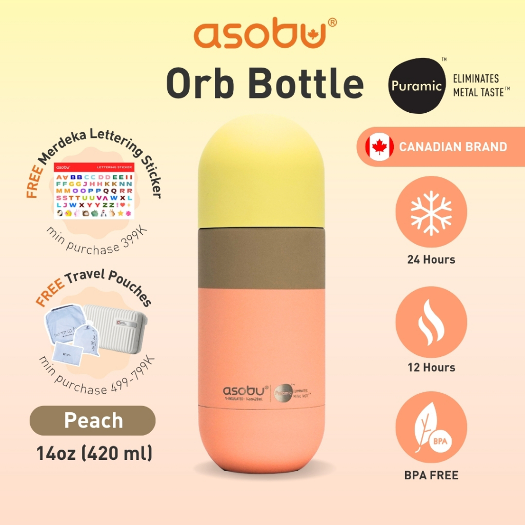 Jual ASOBU Orb Bottle - Botol Minum / Tumbler / Termos Ceramic 420ML - Pastel Peach | Shopee ...