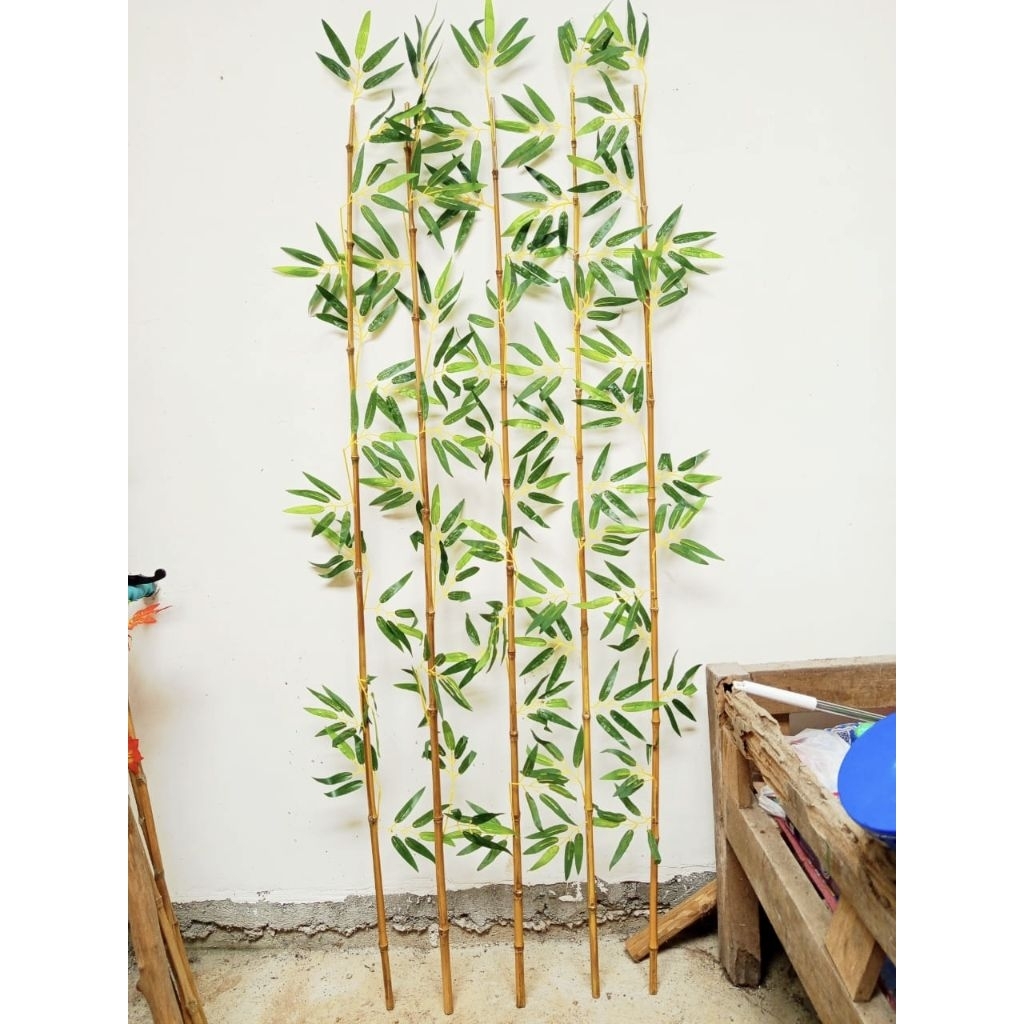 Jual Hiasan Batang Bambu Artificial 150cm bambu kuning hiasan dekorasi ...