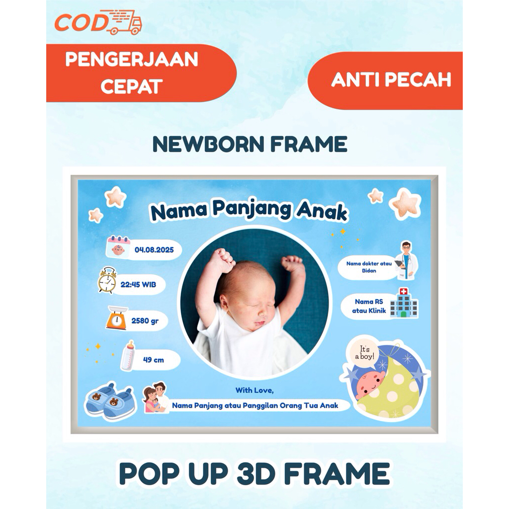 Jual NEW BORN FRAME | NEWBORN FRAME | POP UP FRAME | POP UP 3D FRAME ...