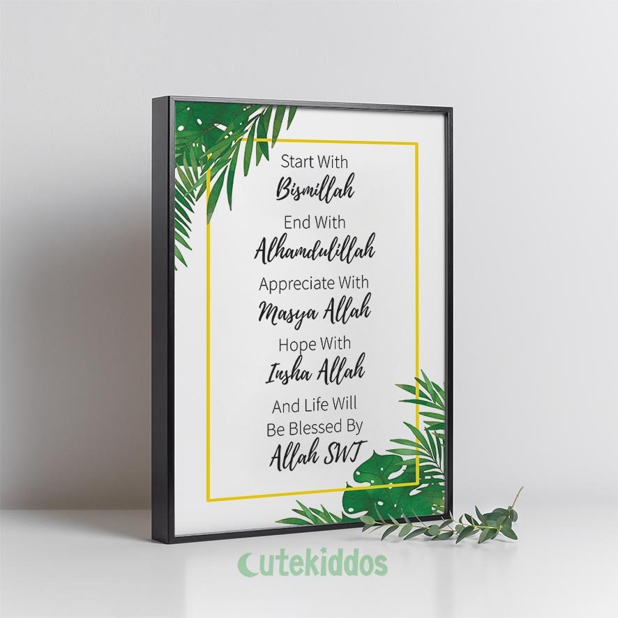 Jual Hiasan Dinding Poster Dekorasi Islami Start With Bismillah ...