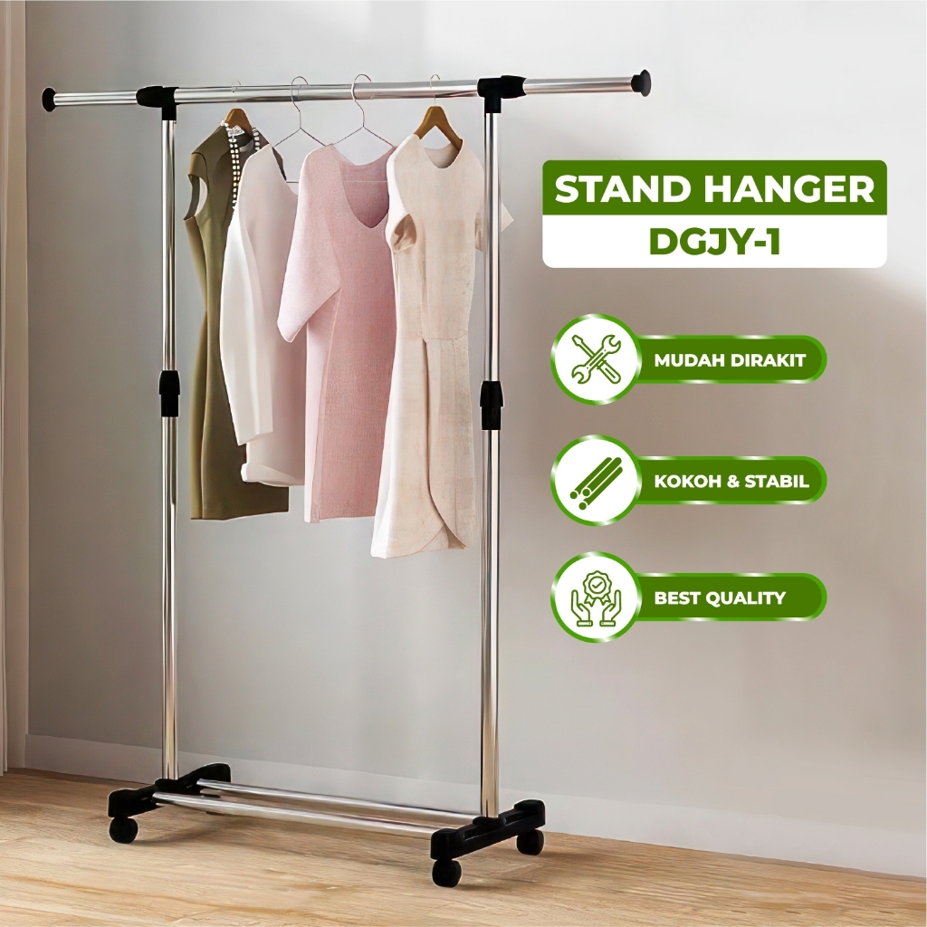 Jual Stand Hanger Single Dengan 4 Roda / Rak Gantungan / Jemuran Baju ...