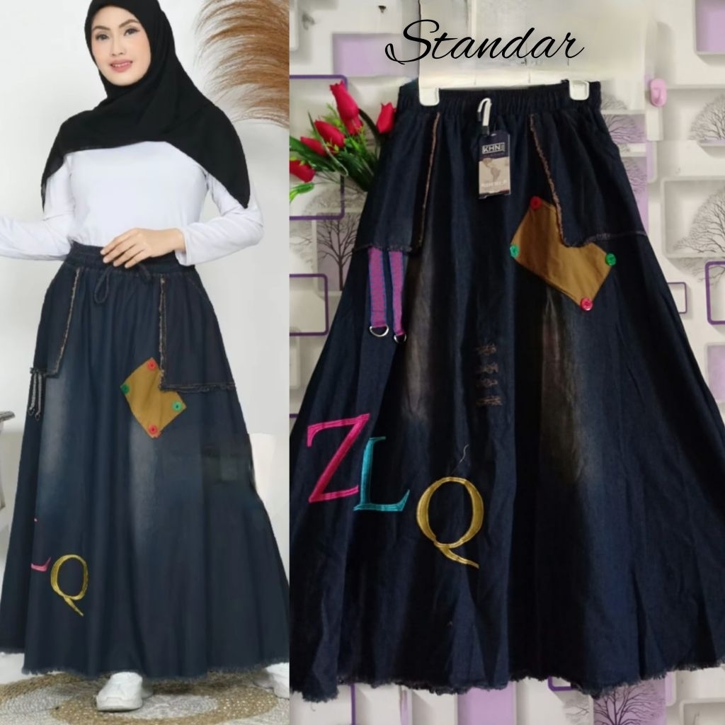 Jual Rok jeans KHN ukuran all size standar panjang wanita | Shopee ...