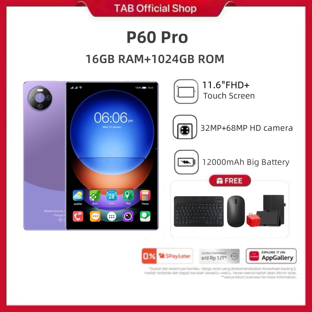 Jual 【Free Mouse Keyboard 】Tablet P60 Pro 11.6inch 16GB+1024GB Murah ...