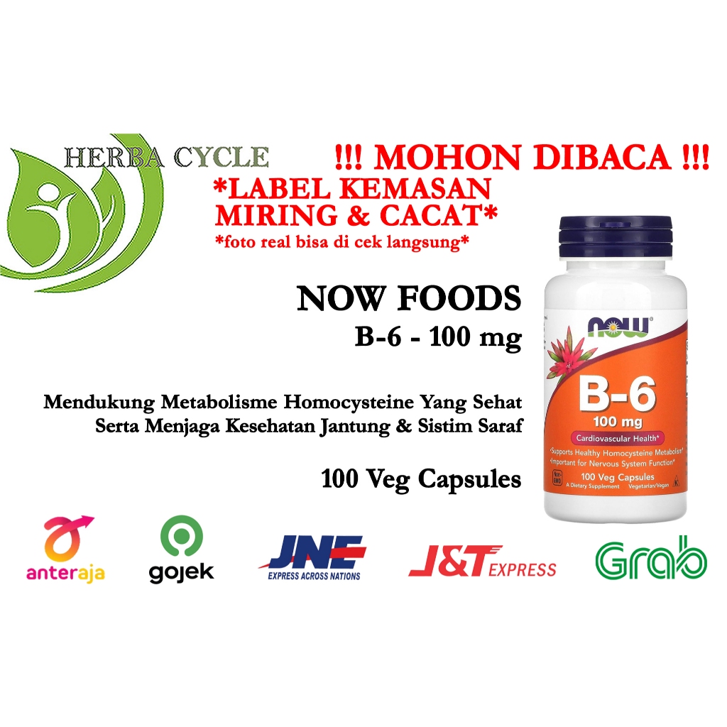 Jual Now Food B6 100 mg 100 Veg Cap Now Vit B6 Vitamin B6 Vit B 6 Ori USA | Shopee Indonesia