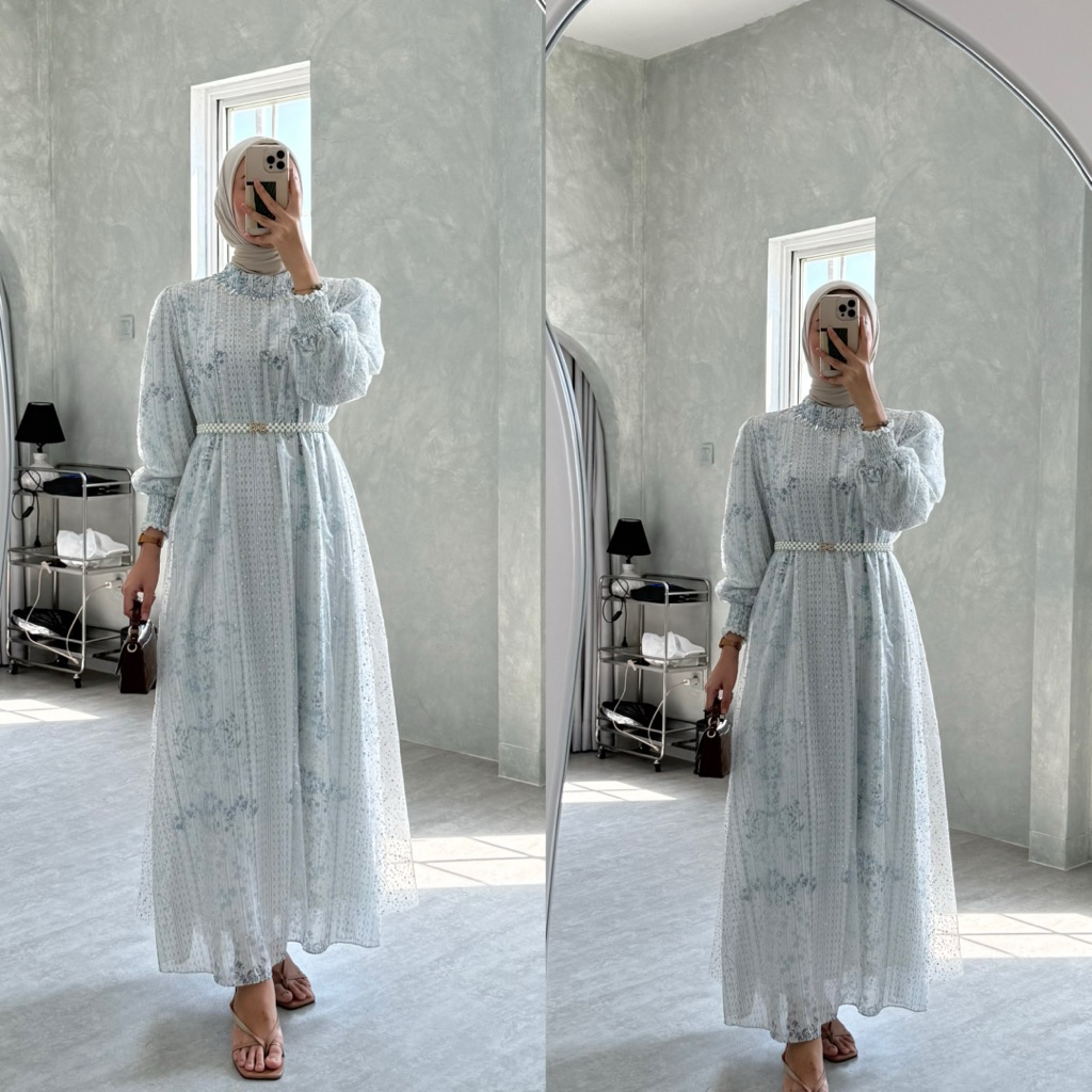 Jual Fatunhijabs - Aureen Dress Bahan Ceruty Mix Tille Glitter Gamis ...
