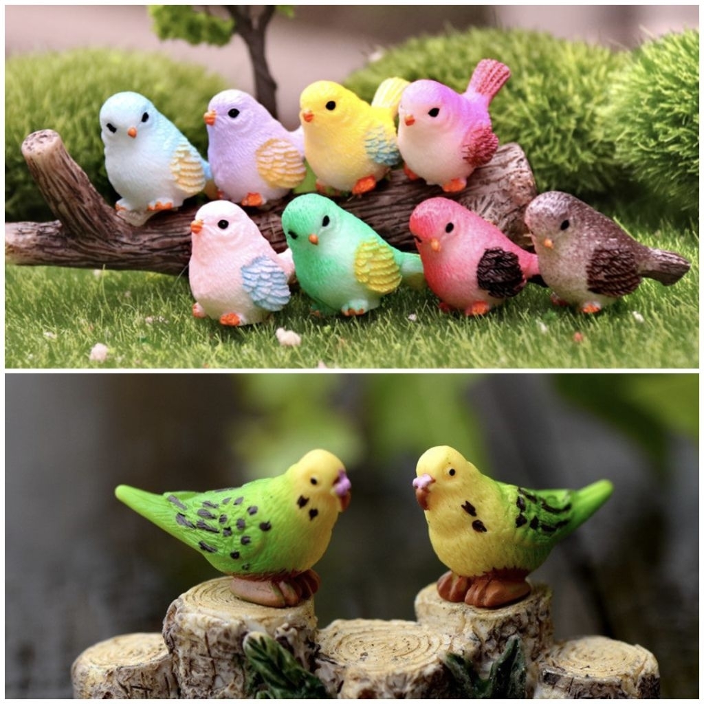 Jual 1pc Miniatur Burung Pipit Beo Warna Warni Ornamen Resin Hiasan ...
