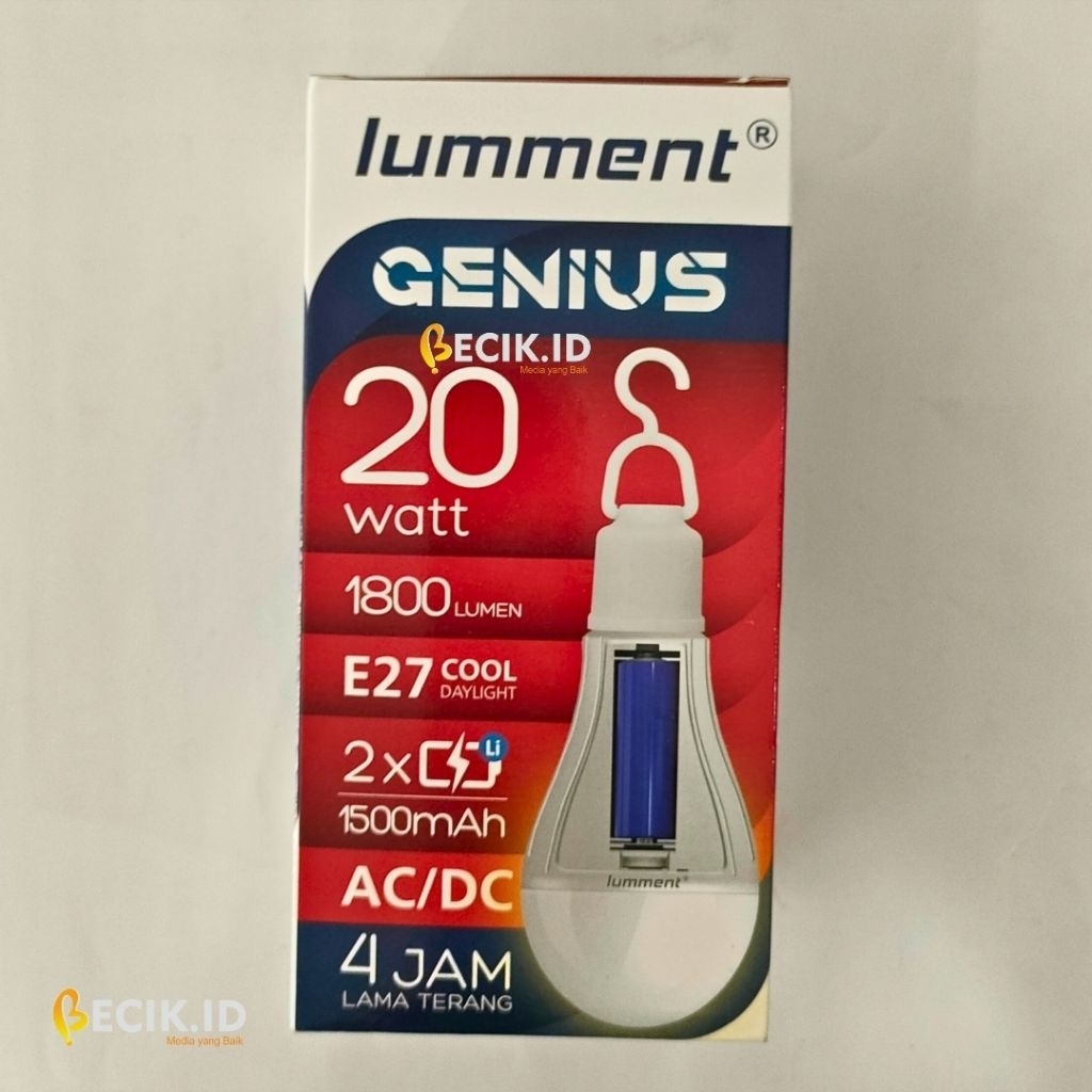 Jual Lampu Emergency AC/DC LUMMENT Genius 20W – 1800 Lumen – Cahaya ...