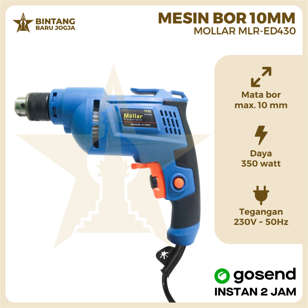 Jual PROMO MOLLAR ED430 Mesin Bor Listrik 10 mm Reversible 430 Watt ...