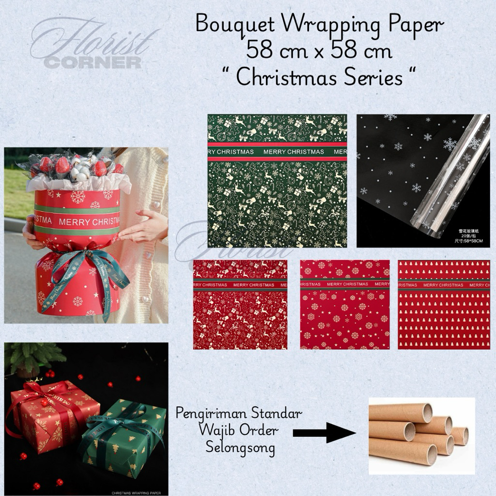 Jual [ Per Lembar ] Kertas Kado Natal 58x58 cm – Wrapping Gift ...