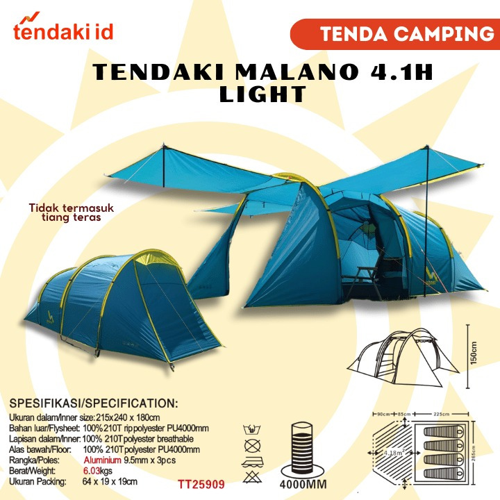 Jual Tendaki Malano 4.1H / Tenda Camping Family 4-5 Orang / Tenda ...
