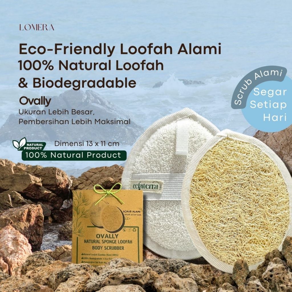 Jual Loofah Natural Sponge Body Scrubber Ovally + Sabun Bar Harmoni ...