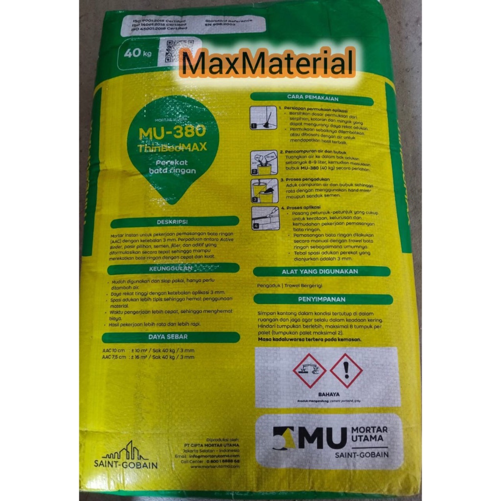 Jual MU // MU380 // Mortar Utama // Semen Hebel // Semen Perekat (MU ...